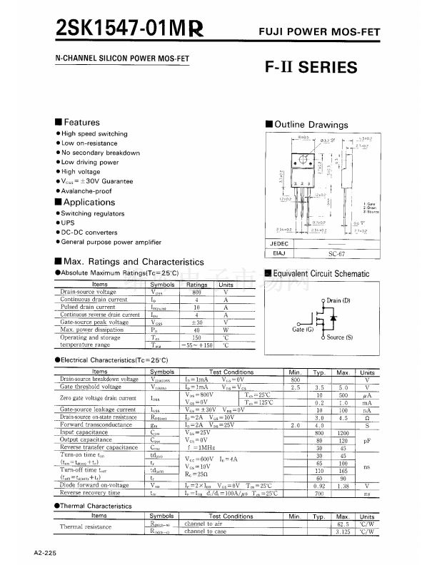 2SK1547-01M Datasheet_PDF文件下载_芯片资料查询_维库电子市场网