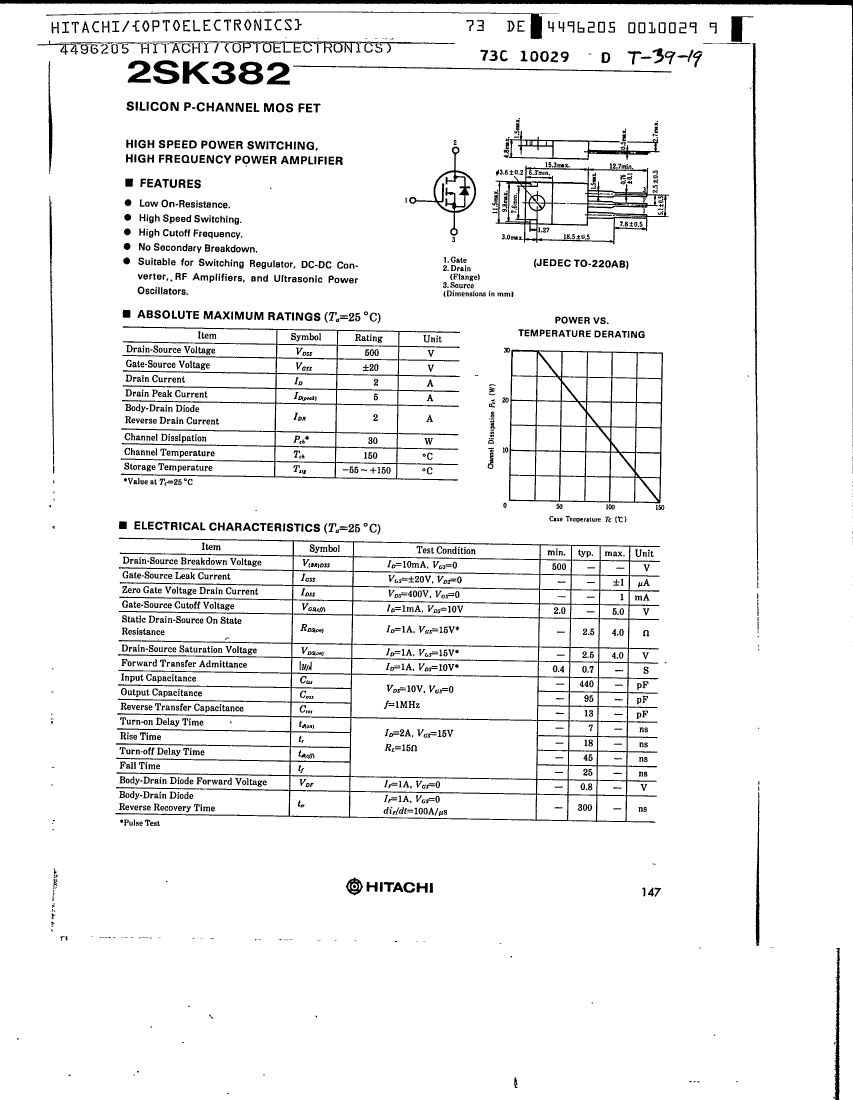 2SK382 Datasheet_PDF文件下载_芯片资料查询_维库电子市场网