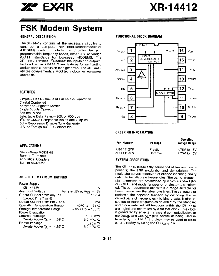 XR-14412FN Datasheet_PDF文件下载_芯片资料查询_维库电子市场网