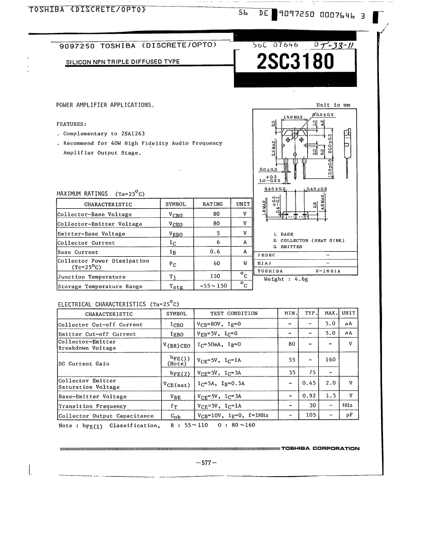 2SC3180 Datasheet_PDF文件下载_芯片资料查询_维库电子市场网