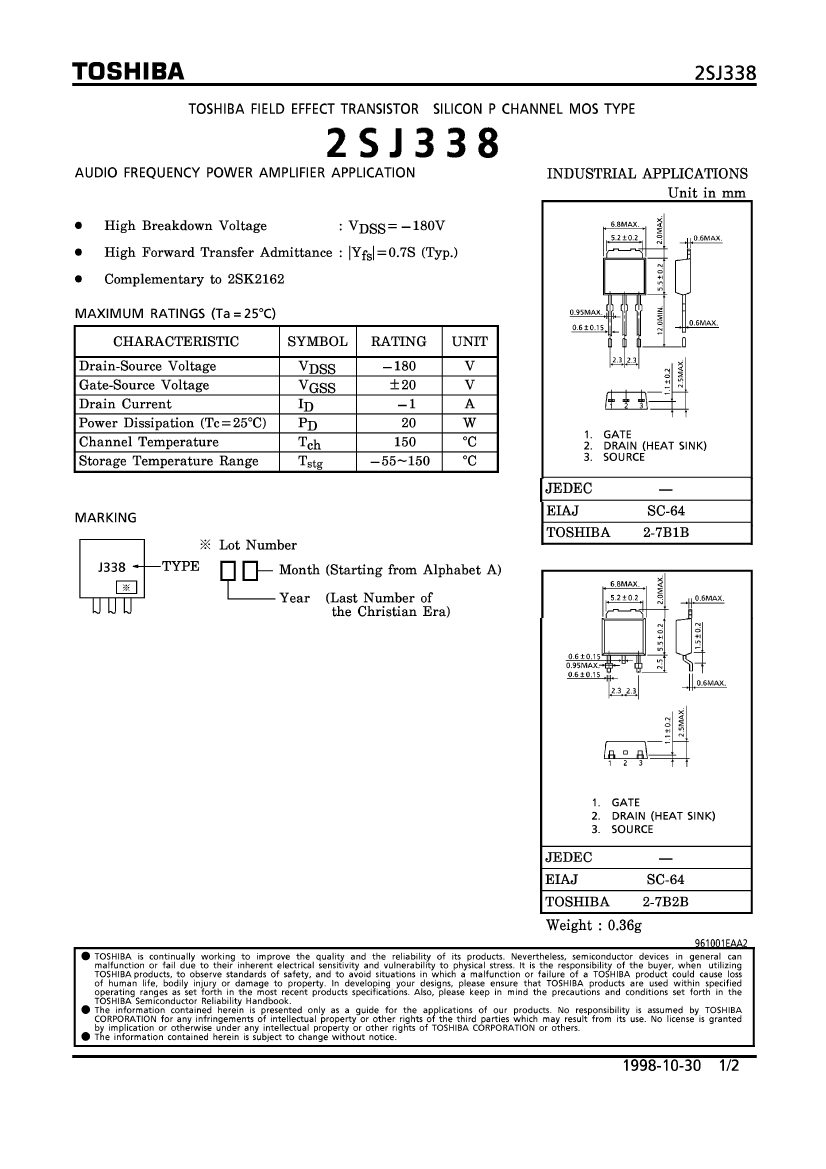 2SJ338 Datasheet_PDF文件下载_芯片资料查询_维库电子市场网