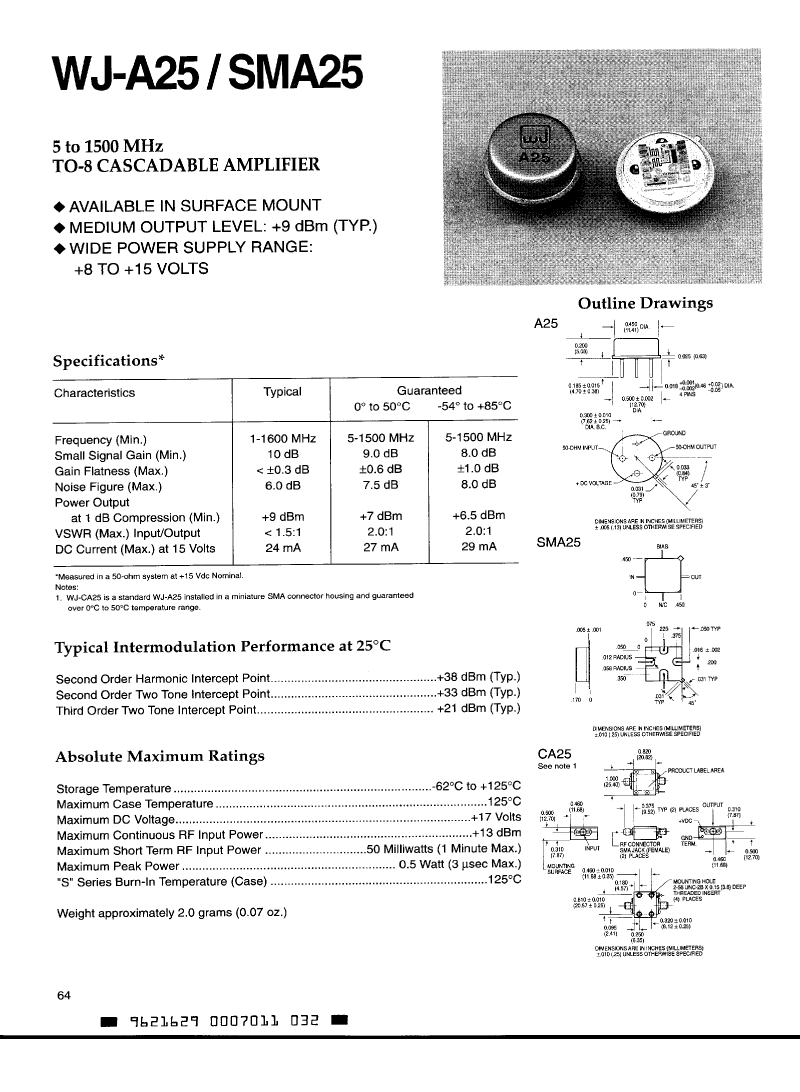 WJ-SMA25 Datasheet_PDF文件下载_芯片资料查询_维库电子市场网