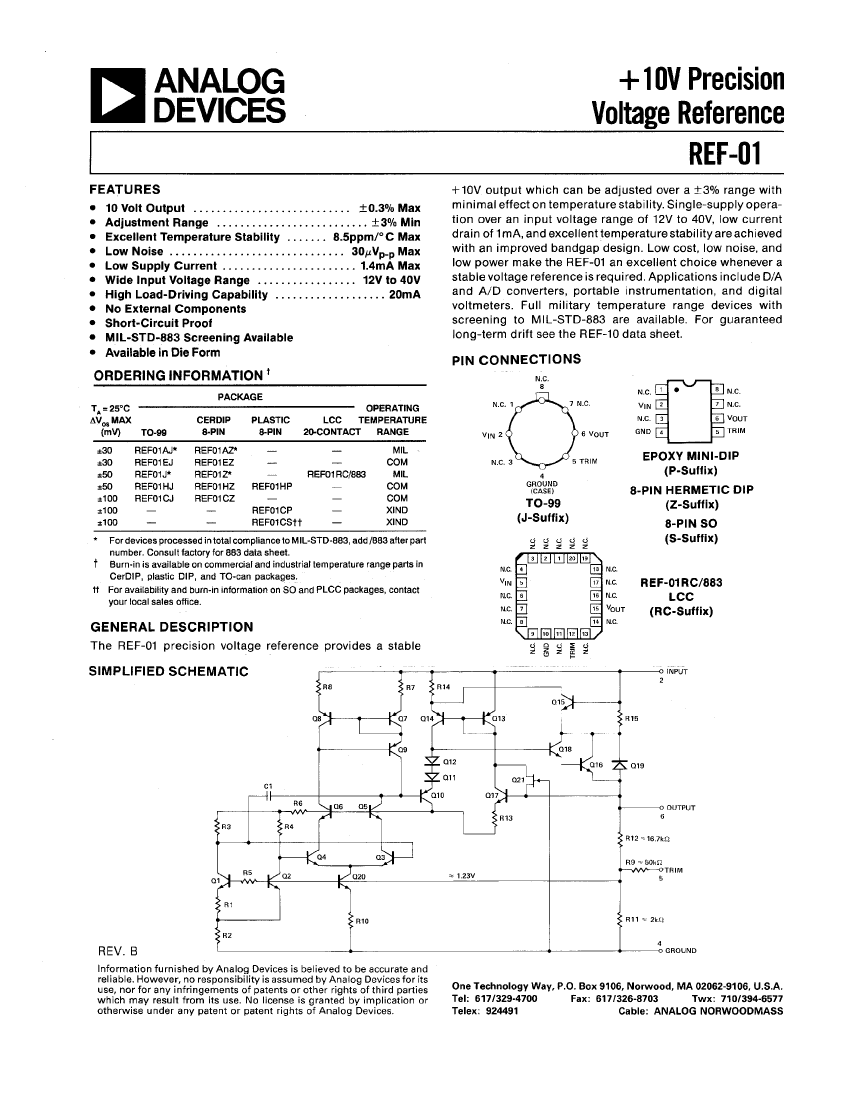 REF-01 Datasheet_PDF文件下载_芯片资料查询_维库电子市场网