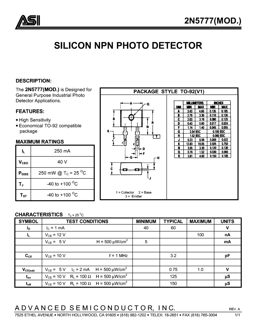 2N5777MOD Datasheet_PDF文件下载_芯片资料查询_维库电子市场网
