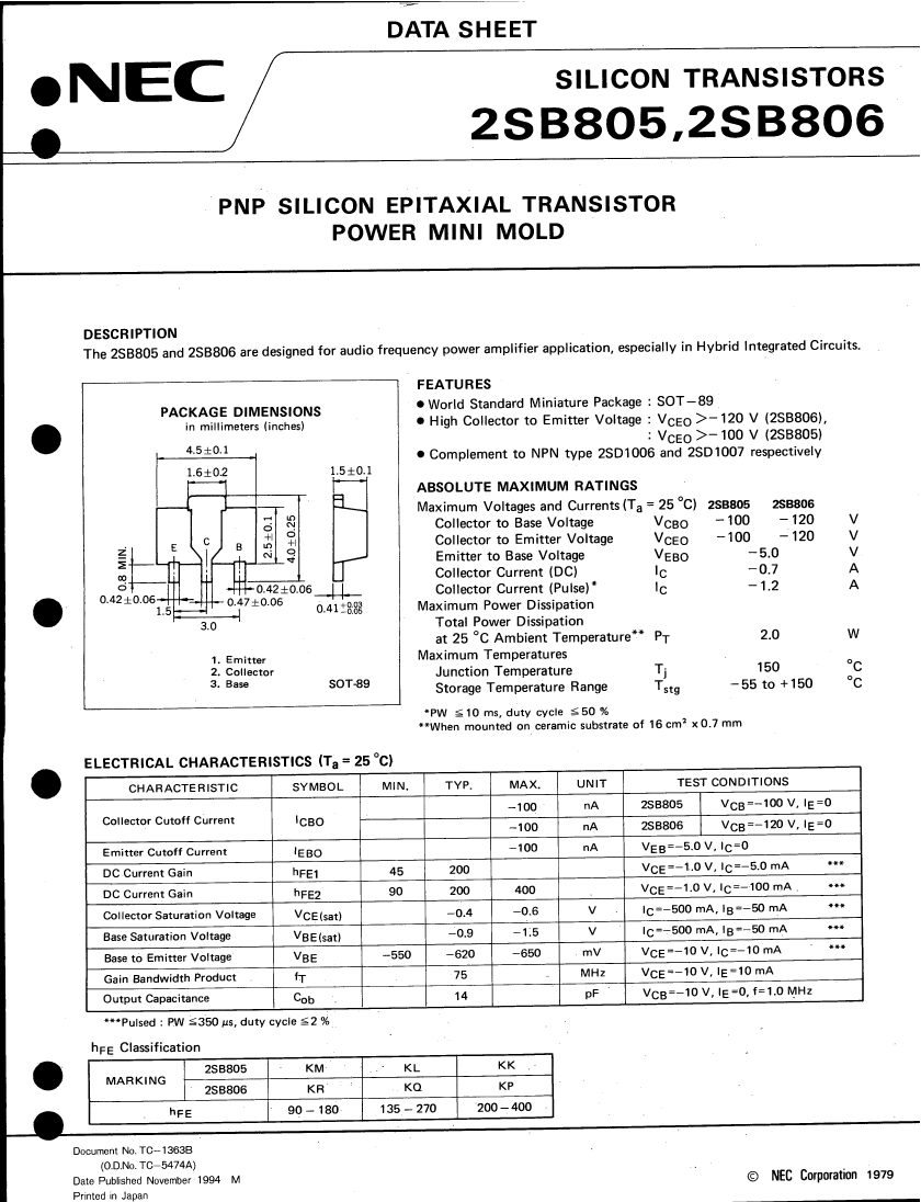 2SB805KM-AZ Datasheet_PDF文件下载_芯片资料查询_维库电子市场网