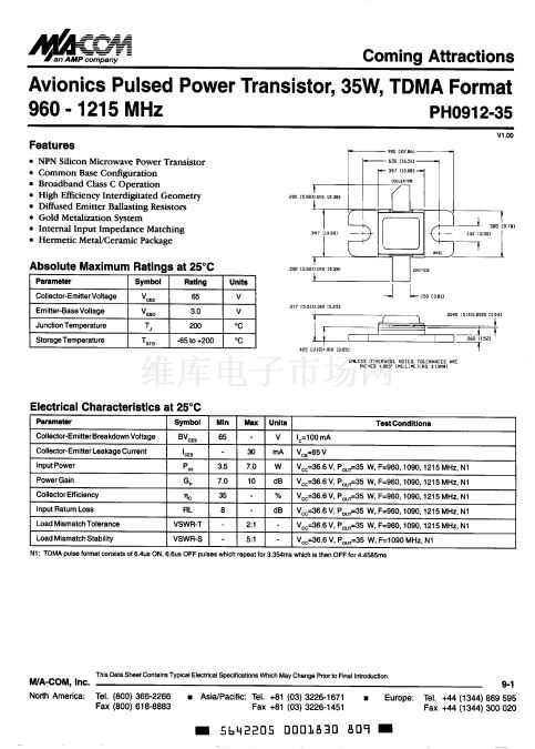 PH0912-35 Datasheet_PDF文件下载_芯片资料查询_维库电子市场网