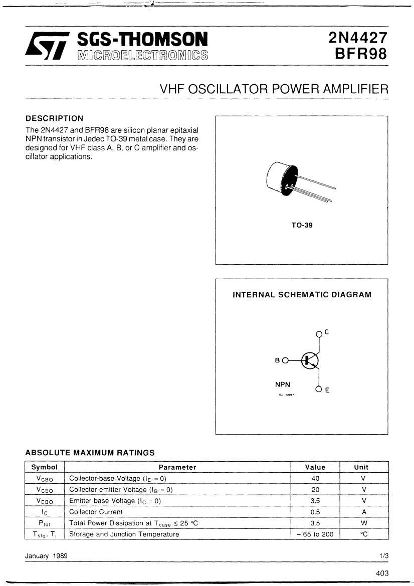 2N4427 Datasheet_PDF文件下载_芯片资料查询_维库电子市场网
