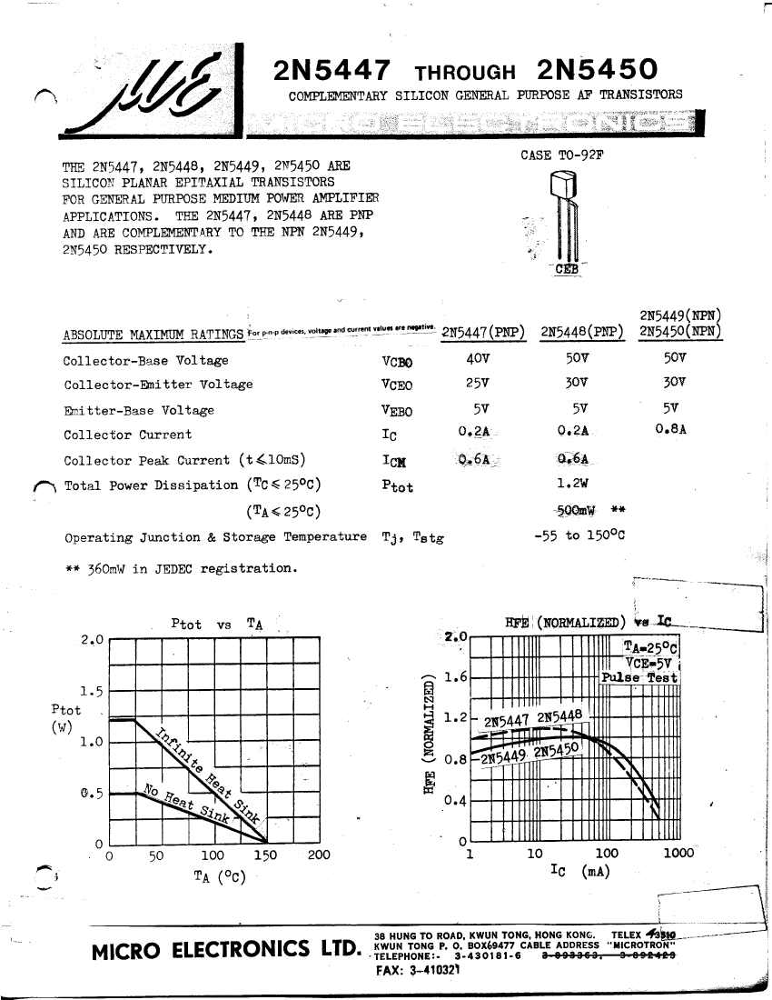 2N5448 Datasheet_PDF文件下载_芯片资料查询_维库电子市场网