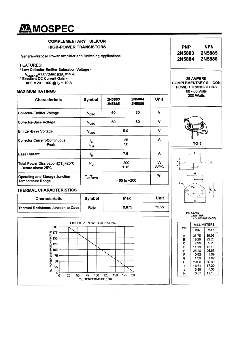 2N5884 Datasheet_PDF文件下载_芯片资料查询_维库电子市场网
