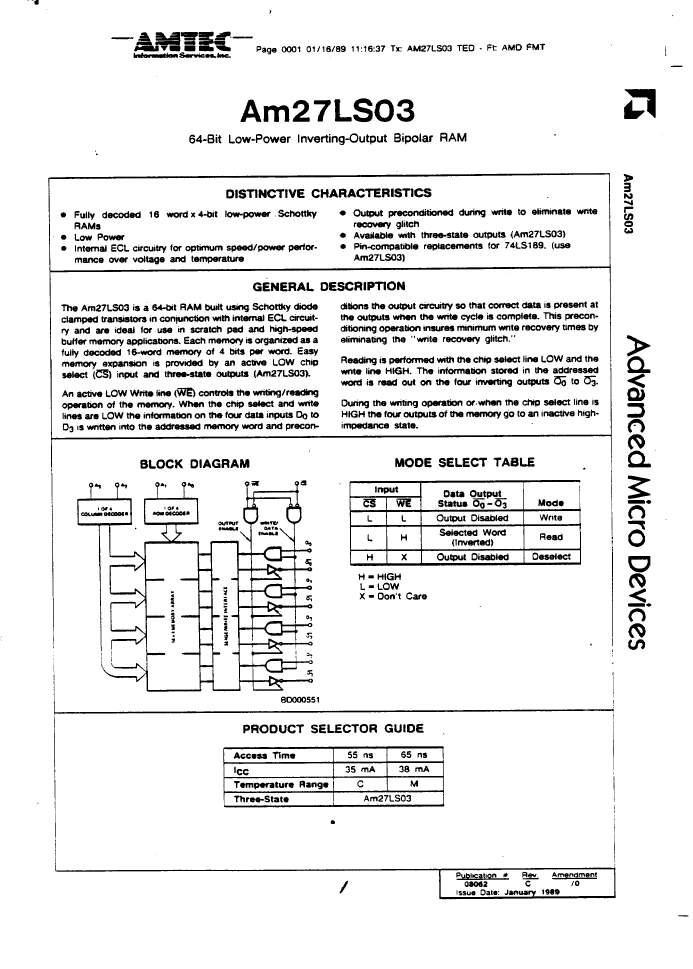 AM27LS03-55PC Datasheet_PDF文件下载_芯片资料查询_维库电子市场网