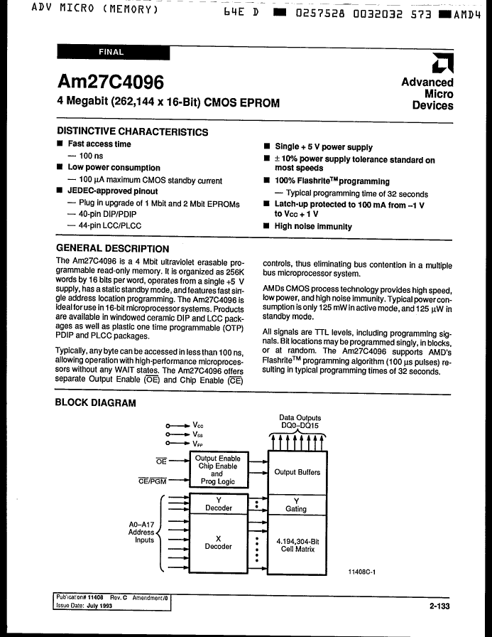 AM27C4096-100LC Datasheet_PDF文件下载_芯片资料查询_维库电子市场网