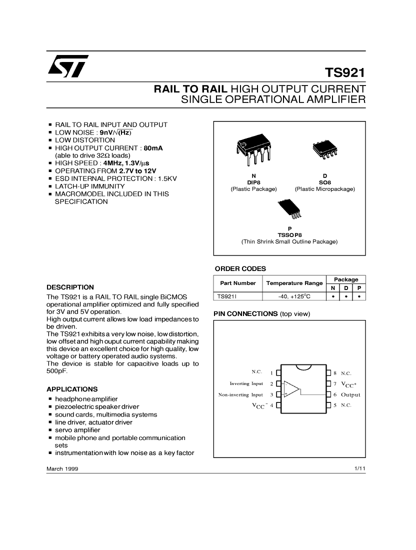 TS921IN Datasheet_PDF文件下载_芯片资料查询_维库电子市场网