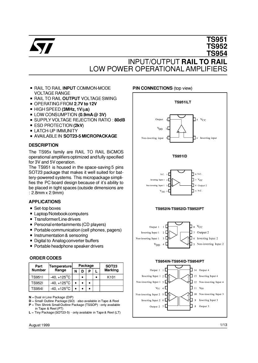 TS951IDT Datasheet_PDF文件下载_芯片资料查询_维库电子市场网