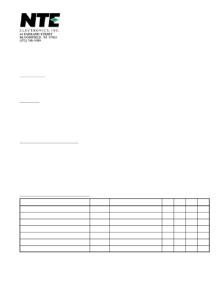 NTE3025 Datasheet_PDF文件下载_芯片资料查询_维库电子市场网