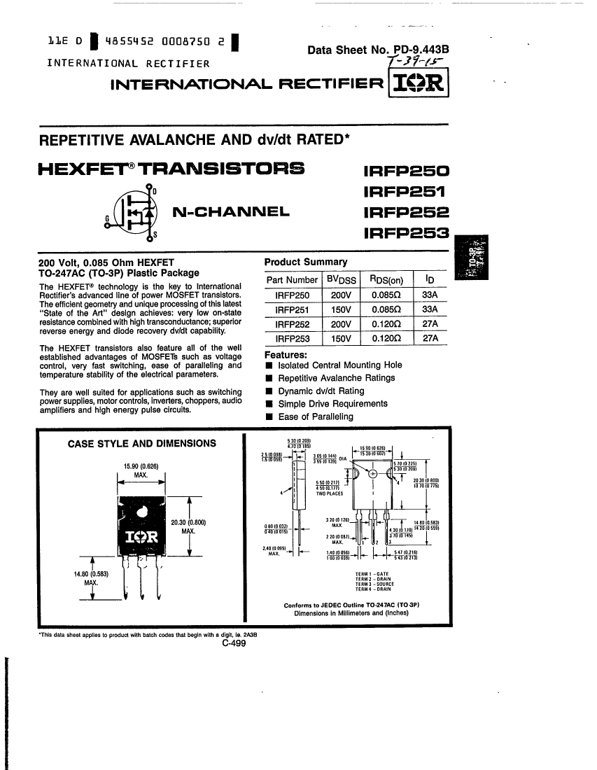 IRFP250 Datasheet_PDF文件下载_芯片资料查询_维库电子市场网