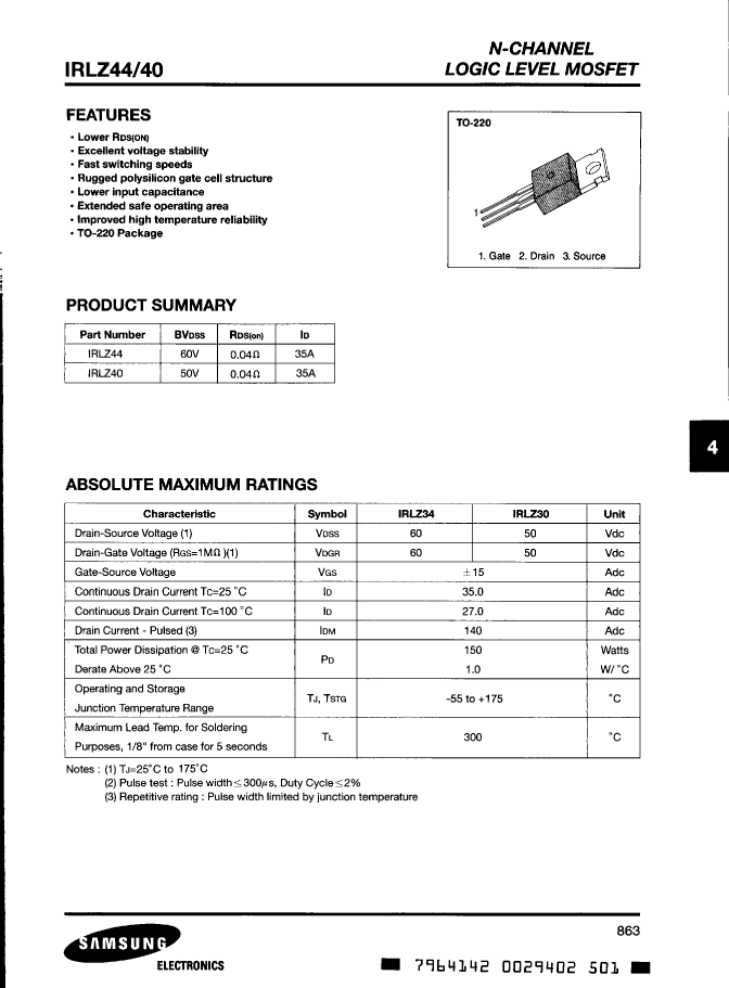 IRLZ40 Datasheet_PDF文件下载_芯片资料查询_维库电子市场网