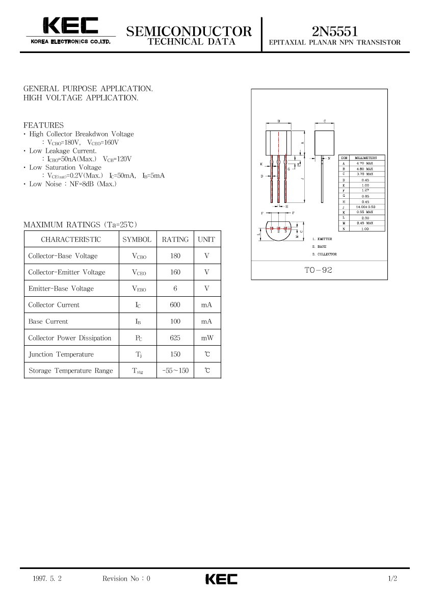 2N5551 Datasheet_PDF文件下载_芯片资料查询_维库电子市场网