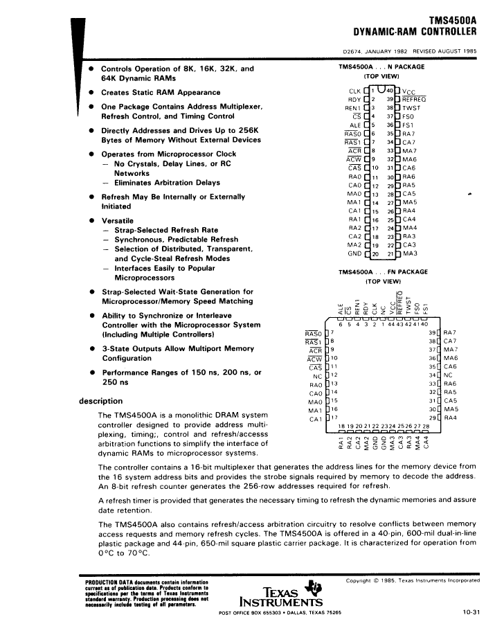 TMS4500A-20NL Datasheet_PDF文件下载_芯片资料查询_维库电子市场网