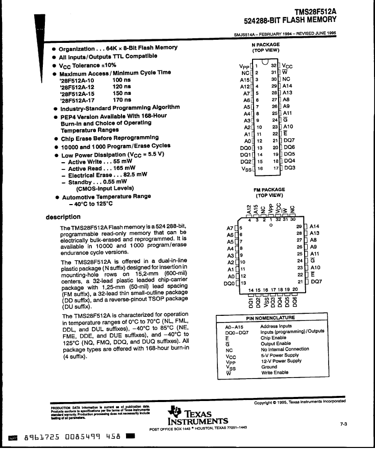 TMS28F512A-10C4FME4 Datasheet_PDF文件下载_芯片资料查询_维库电子市场网