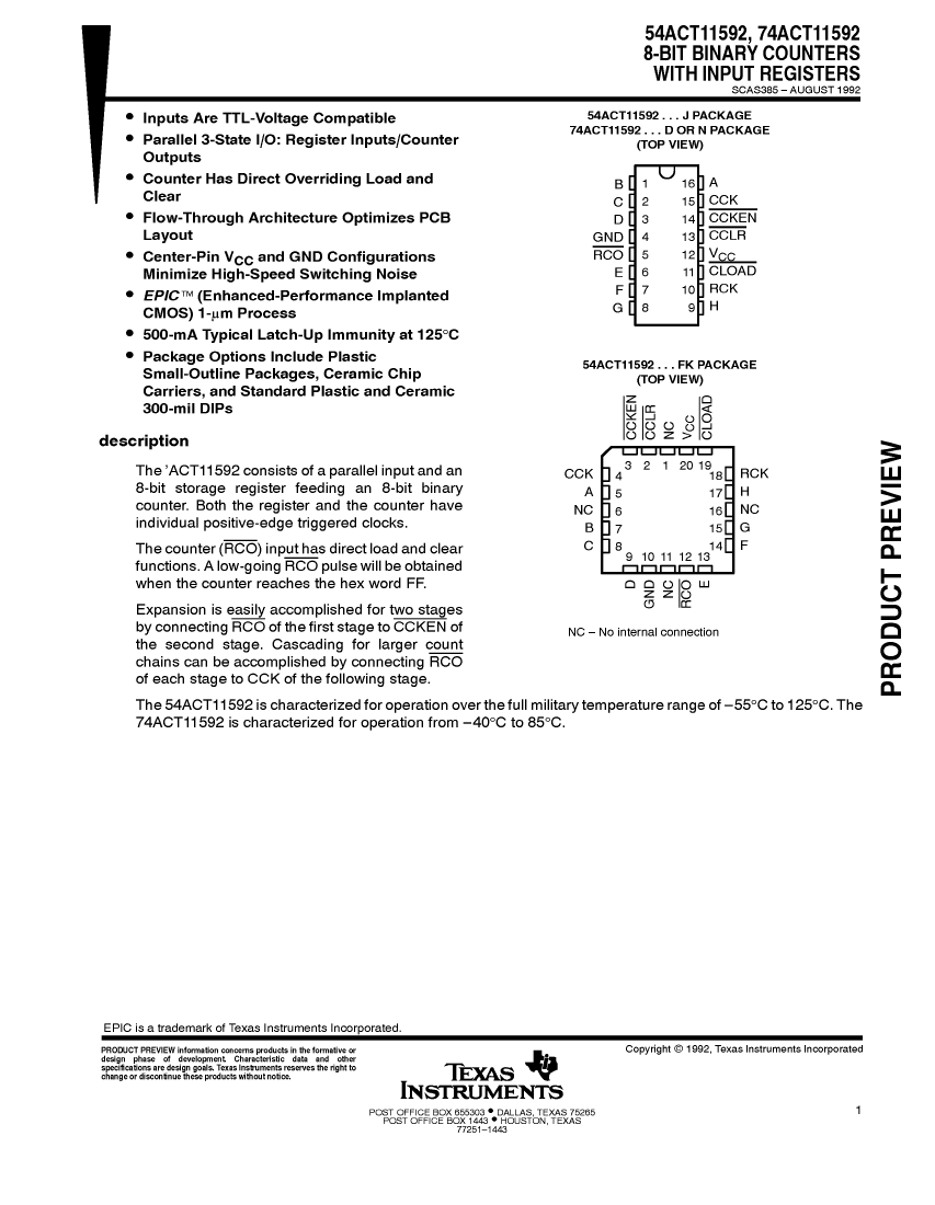 74ACT11592N Datasheet_PDF文件下载_芯片资料查询_维库电子市场网