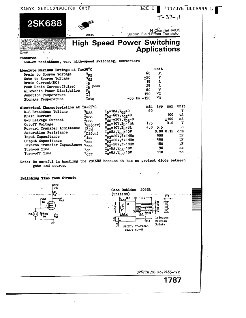 2SK688 Datasheet_PDF文件下载_芯片资料查询_维库电子市场网