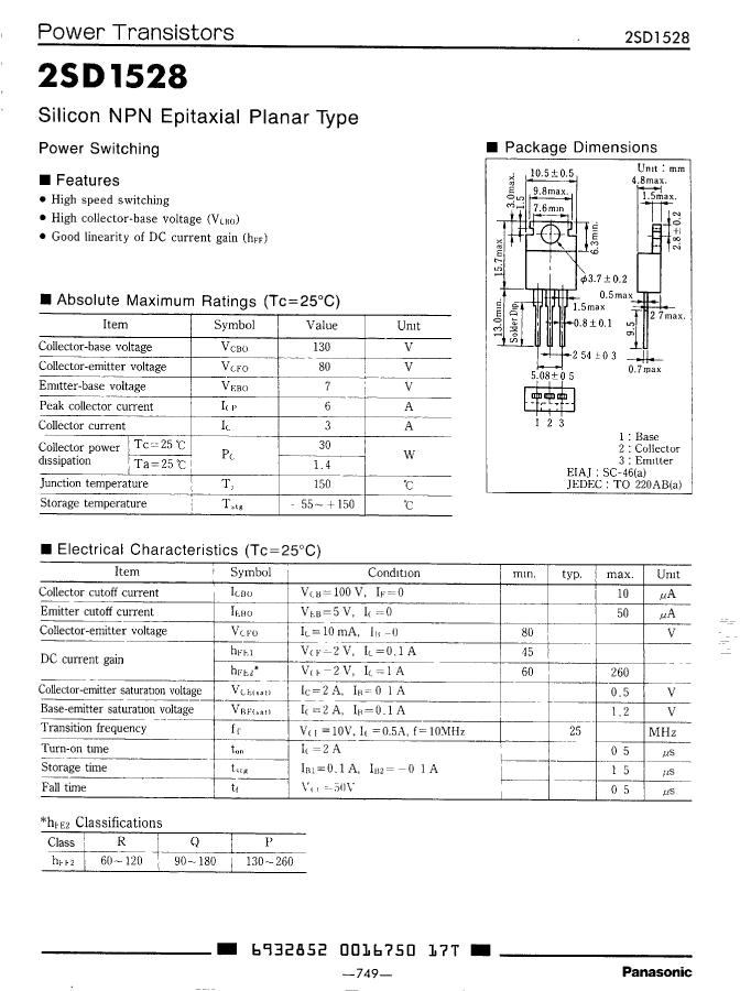 2SD1528Q Datasheet_PDF文件下载_芯片资料查询_维库电子市场网