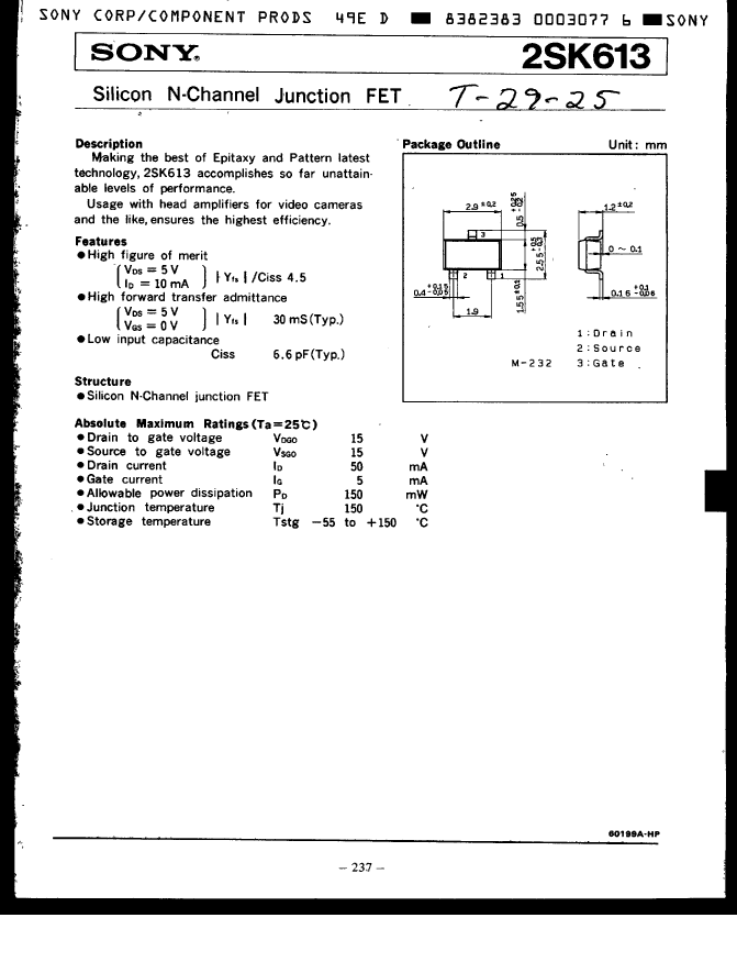 2SK613-3 Datasheet_PDF文件下载_芯片资料查询_维库电子市场网