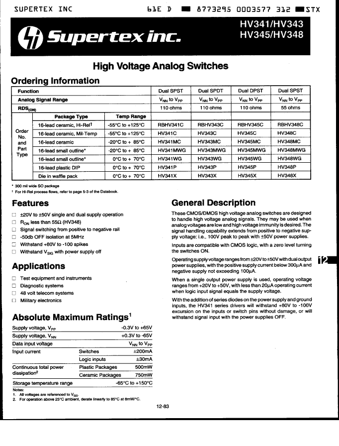 HV348X Datasheet_PDF文件下载_芯片资料查询_维库电子市场网