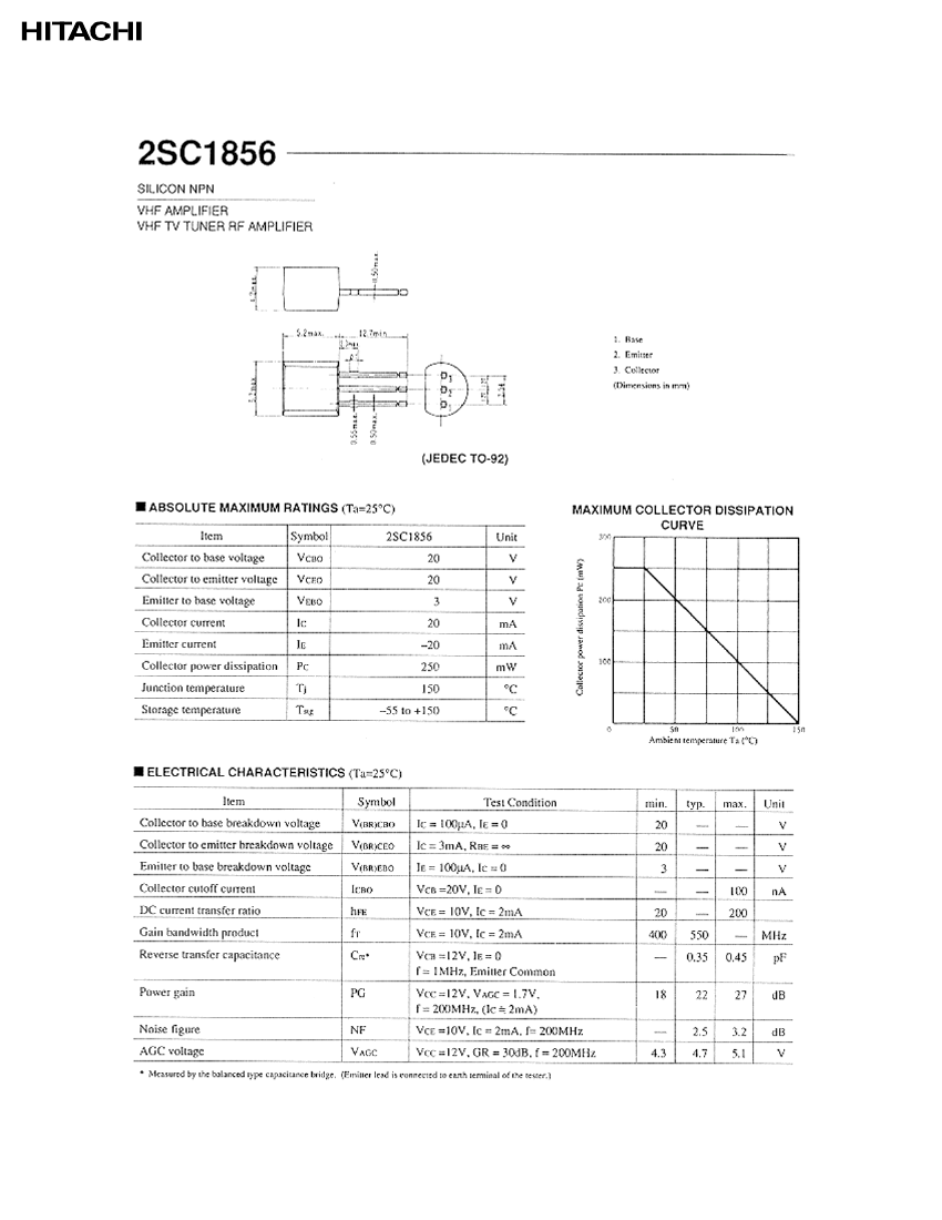 2SC1856 Datasheet_PDF文件下载_芯片资料查询_维库电子市场网