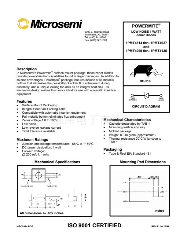 1PMT4622C Datasheet_PDF文件下载_芯片资料查询_维库电子市场网