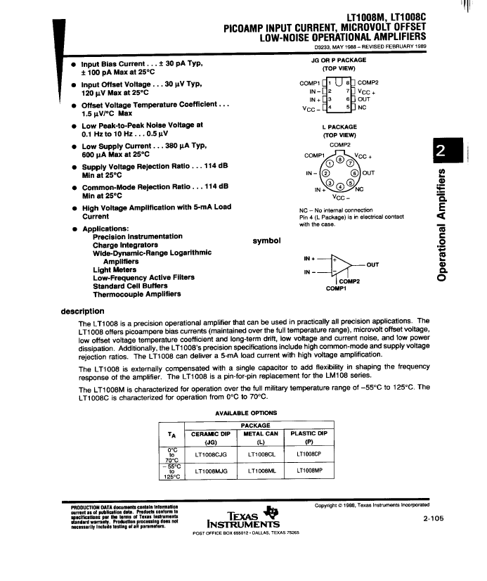 LT1008MJG Datasheet_PDF文件下载_芯片资料查询_维库电子市场网